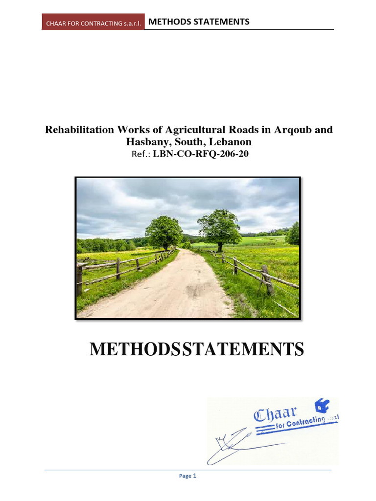 Method Statement | PDF | Concrete | Road