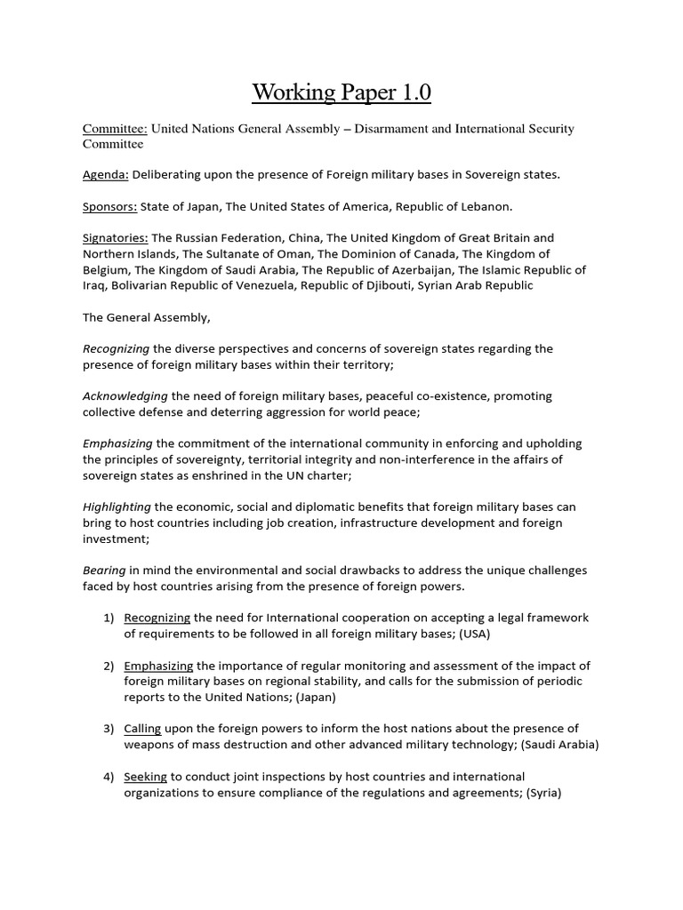 WorkingPaper_DISEC | PDF | United Nations | International Relations