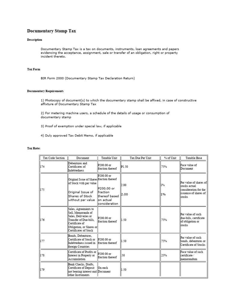 Documentary Stamp Tax | PDF | Taxes | Negotiable Instrument