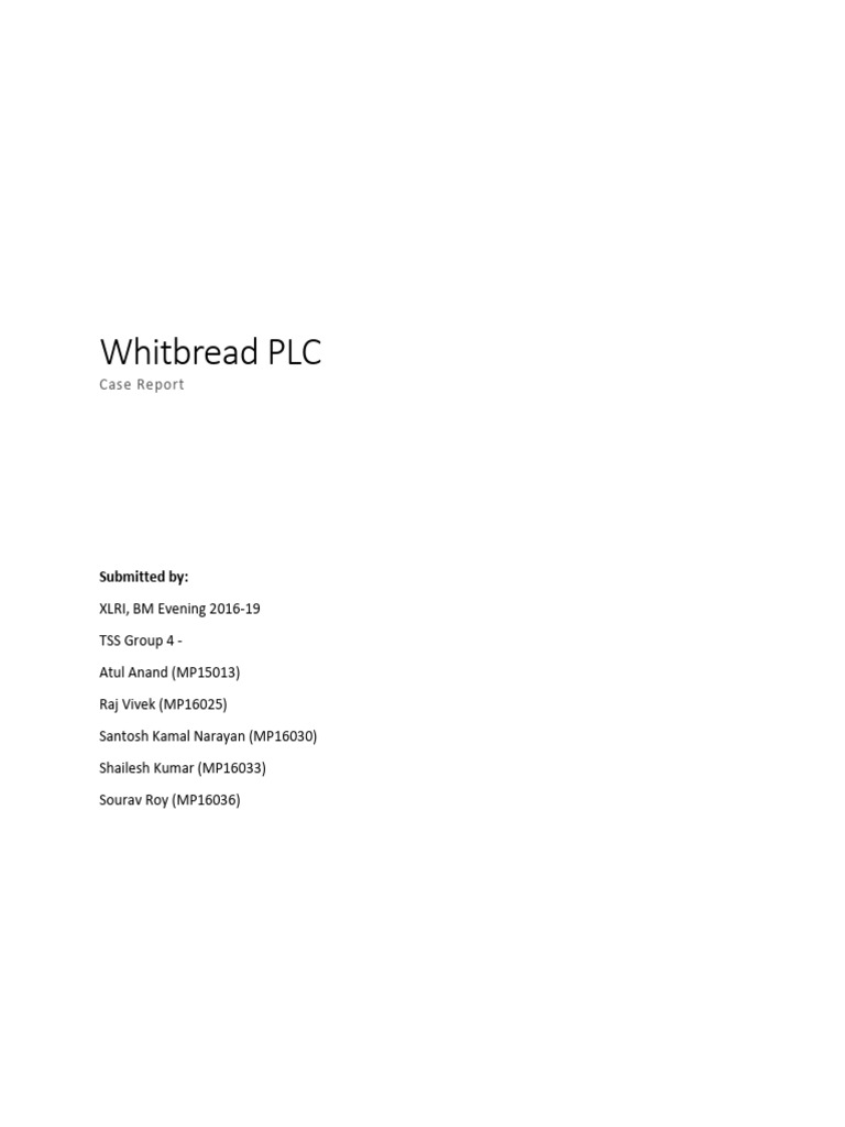 TSSMP16-8 Group 4 Whitbread PLC Case Report | PDF | Leadership ...