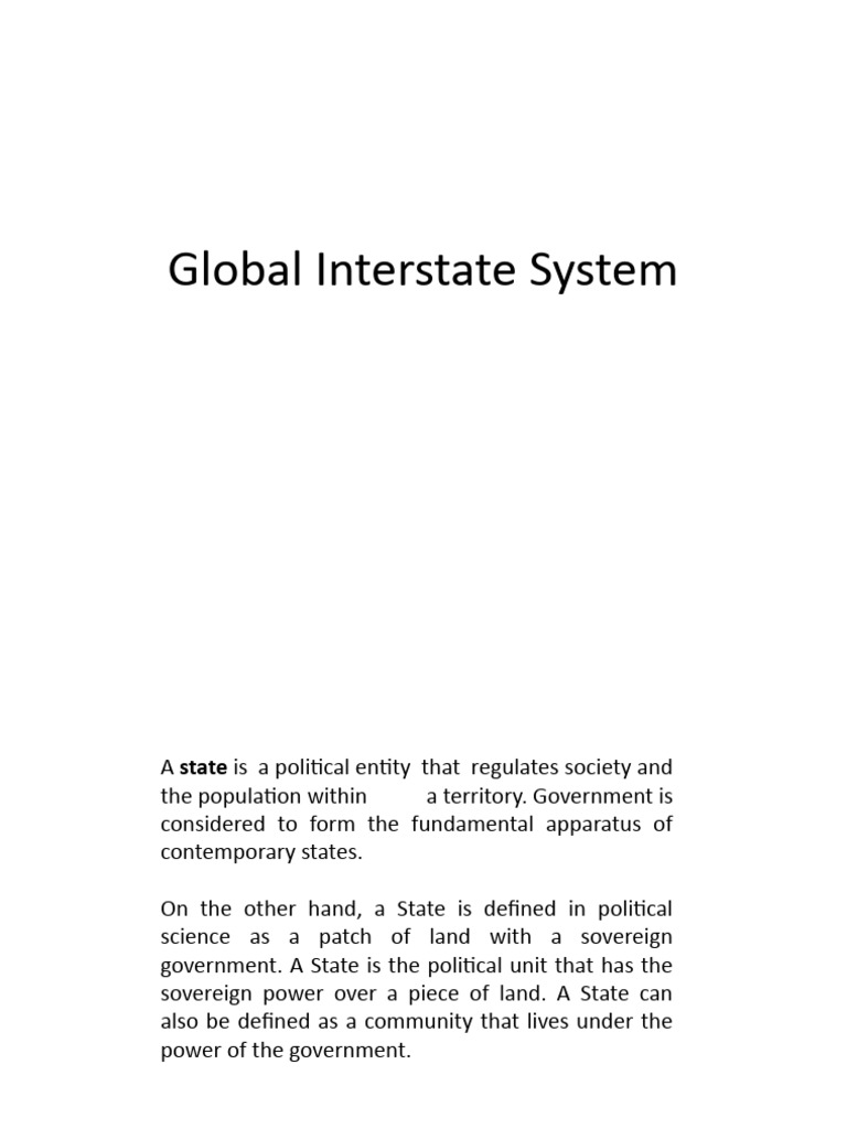 Global Interstate System | PDF | United Nations | International Relations