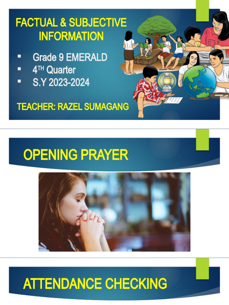 FACTUAL & SUBJECTIVE INFORMATION Powerpoint | PDF | Volcano | Information