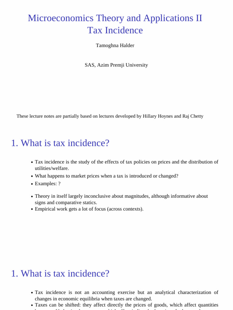 Tax Incidence | PDF | Economic Equilibrium | Taxes