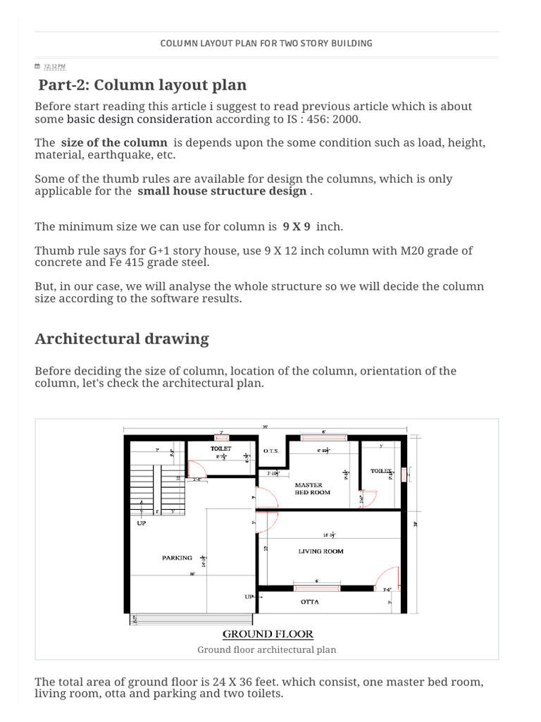 Column Layout Plan For Two Story Building Learn Everything - C | PDF ...