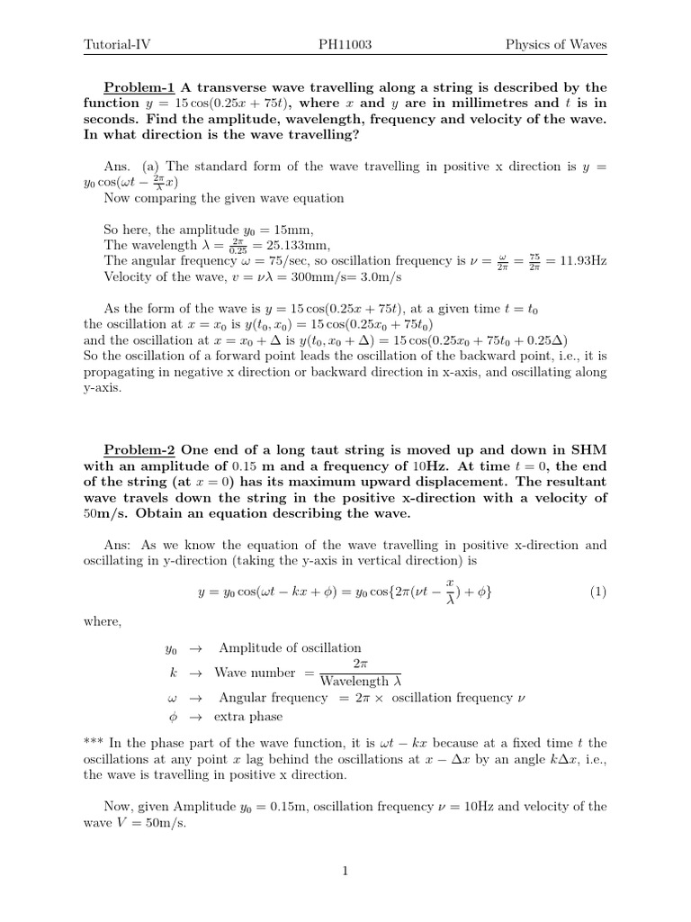 Tutorial IV | PDF | Waves | Frequency