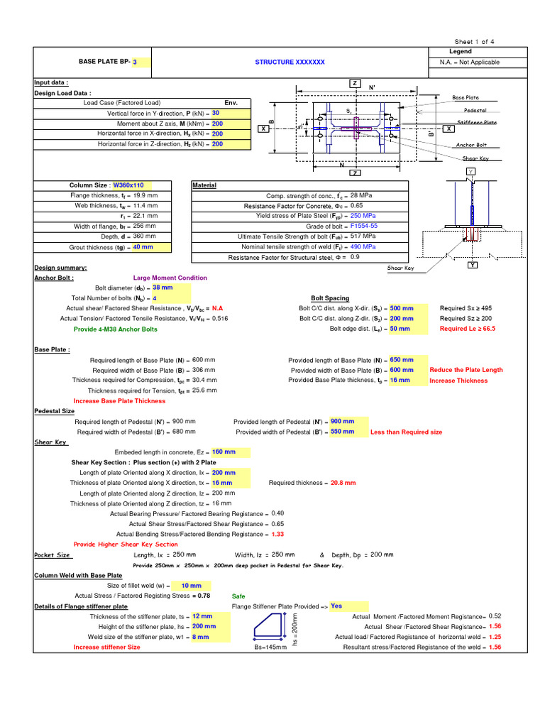 Fixed Base Plate - 6 Bolts - American Code | PDF | Screw | Stress ...