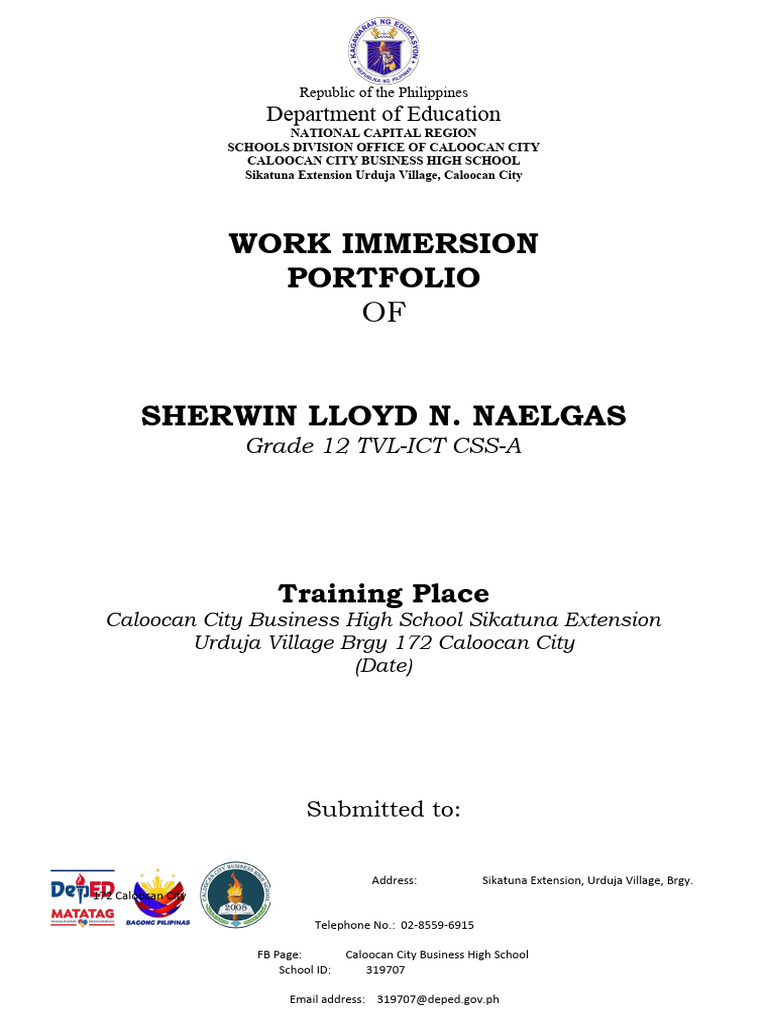 Work Immersion Template | PDF | Cognition | Learning