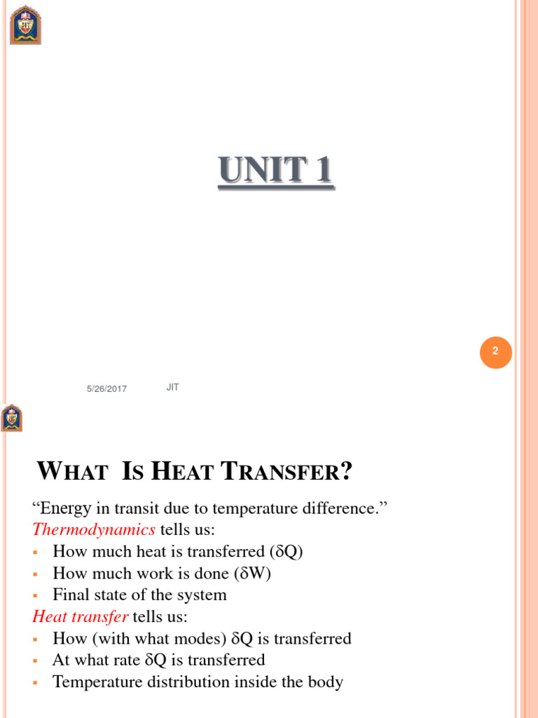 Unit 01 Conduction HT PPT OK | PDF | Thermal Conduction | Heat Transfer