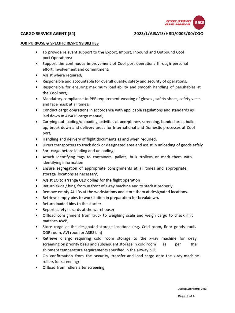 Cargo Service Agent (S4) | PDF | Cargo | Pallet