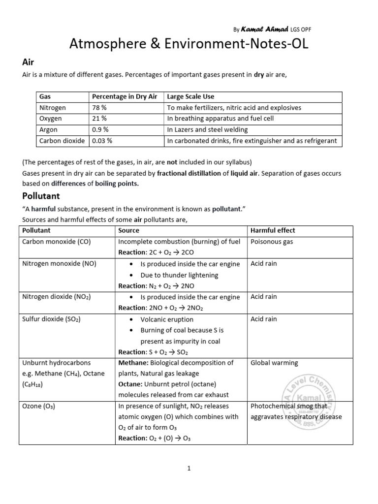 Air Pollution and Environmental Impact | PDF | Combustion | Atmosphere ...