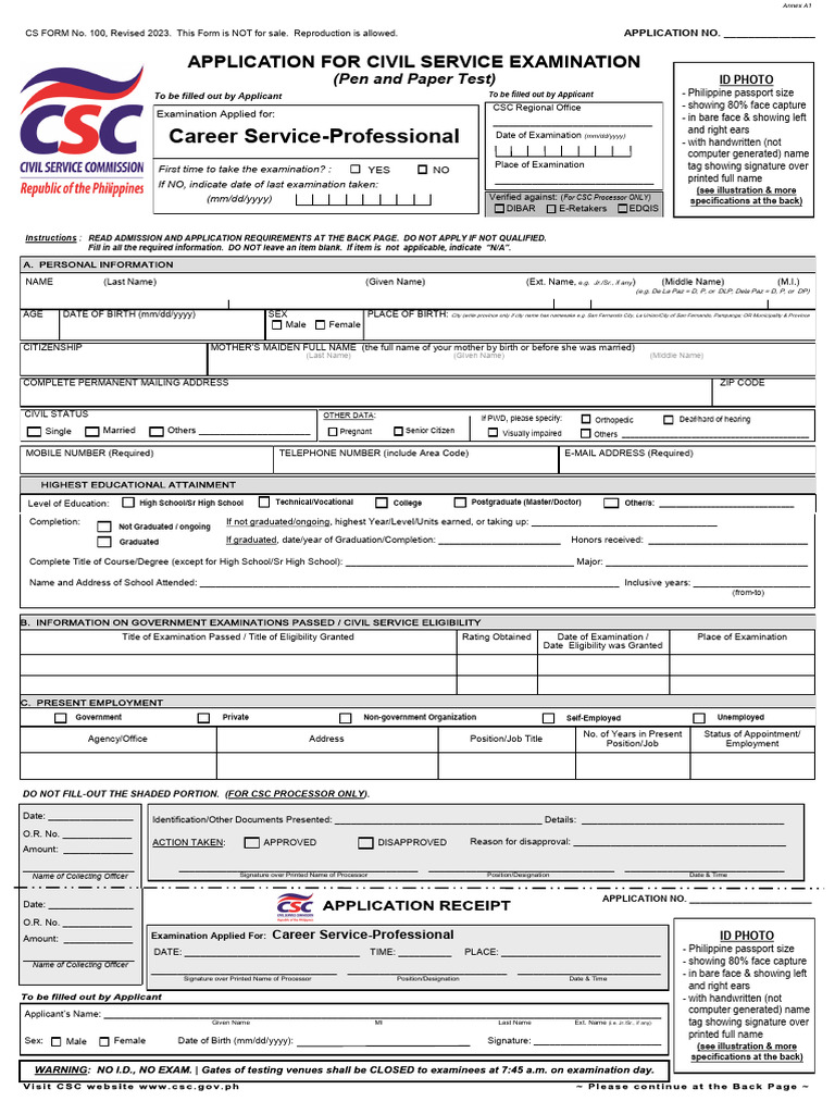 Civil Service Exam Application Guide | PDF | Identity Document | Driver's License