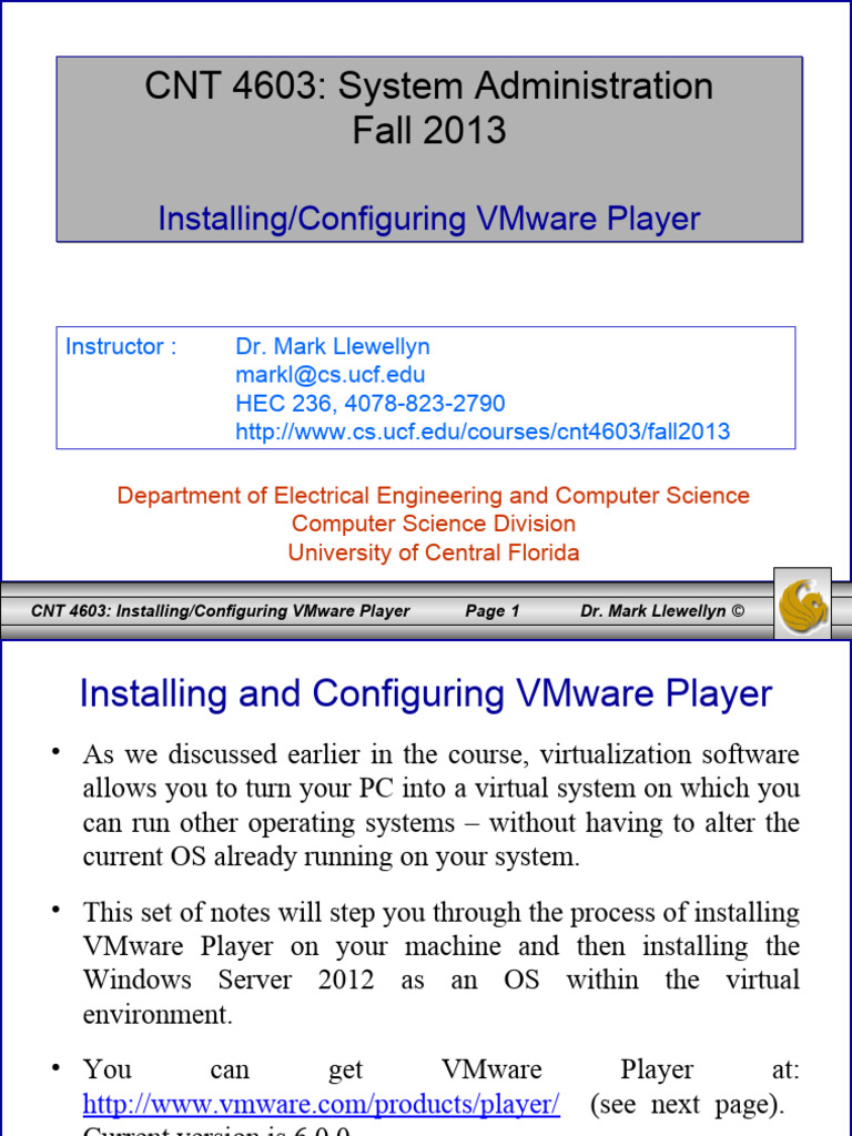 VMware Player Installation | PDF | V Mware | Operating System