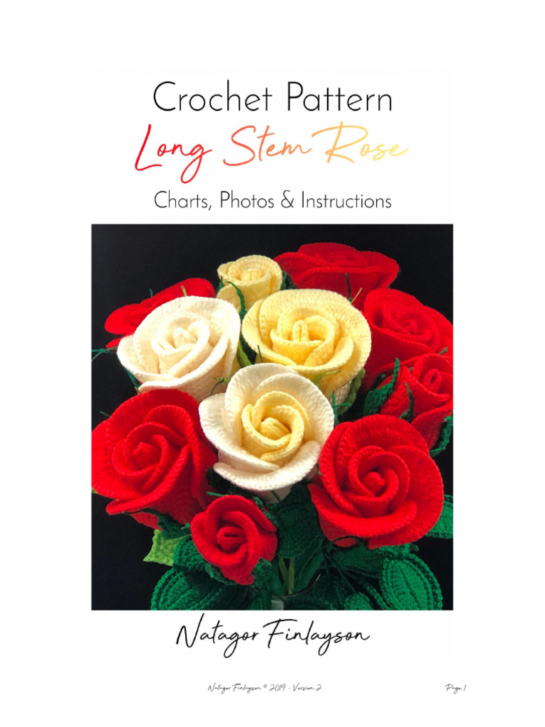Long Stem Rose Crochet Pattern V2 | PDF | Crochet | Textiles