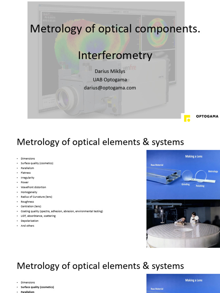 Metrology of Optical Components. Interferometry. DM | PDF | Interferometry | Waves