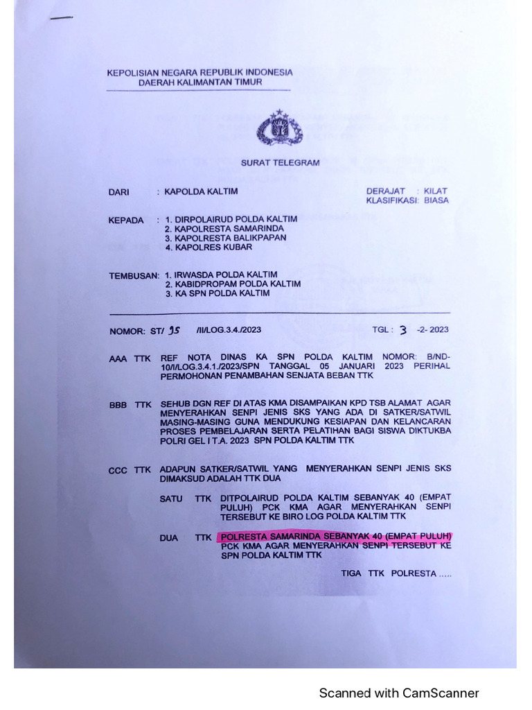 Bagi Serah Terima Senpi Sks | PDF