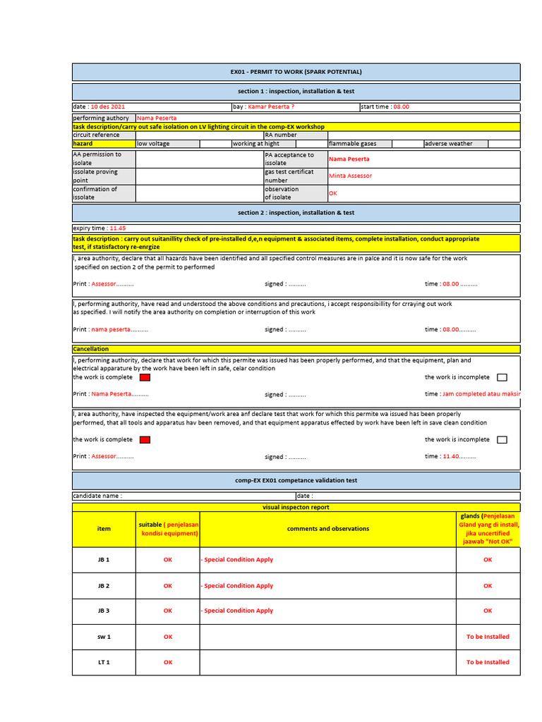 Ex 01 Electrical Installation | PDF | Electrical Engineering | Electricity