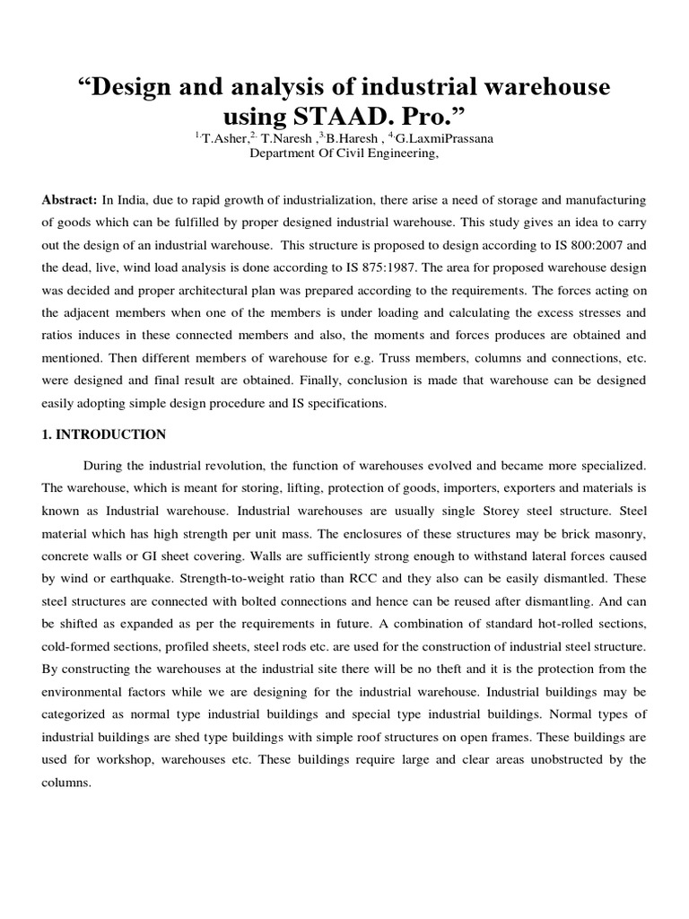 A Journal On-Design and Analysis of Industrial Warehouse Using STAAD ... A Journal On-Design and Analysis of Industrial Warehouse Using STAAD ...