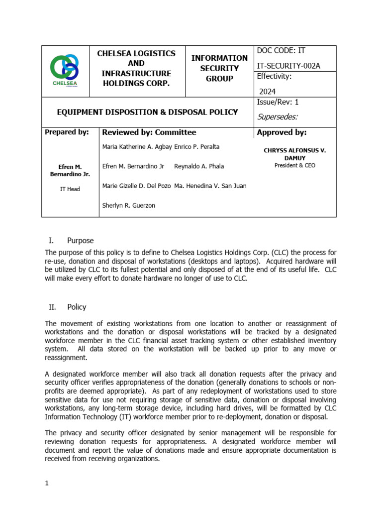IT-005 Equipment Disposition & Disposal Policy (Updated Version ...