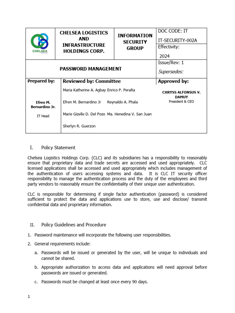IT-006 Password Management (Updated Version) | PDF | Password | User (Computing)