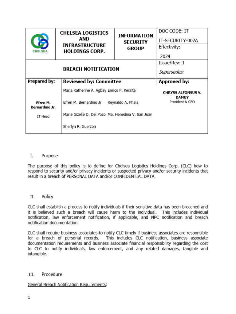 IT-007 Breach Notification (Updated Version) | Download Free PDF ...