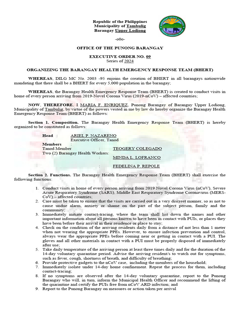 BHERT | PDF | Quarantine | Medical Specialties