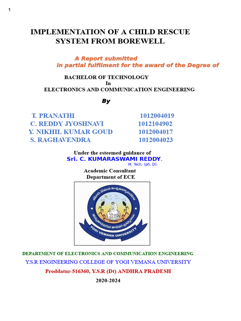 Implementation of A Child Rescue System From Borewell | PDF | Arduino | Embedded System