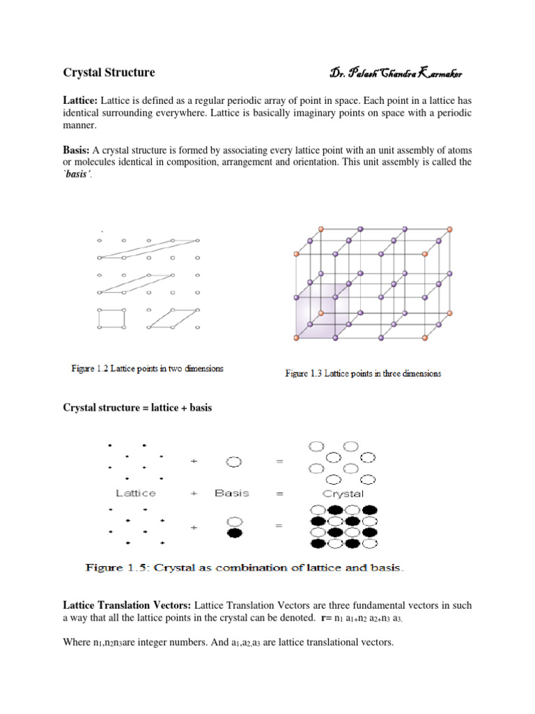Crystal Structure (Dr. PCK) | PDF | Crystal Structure | Electron