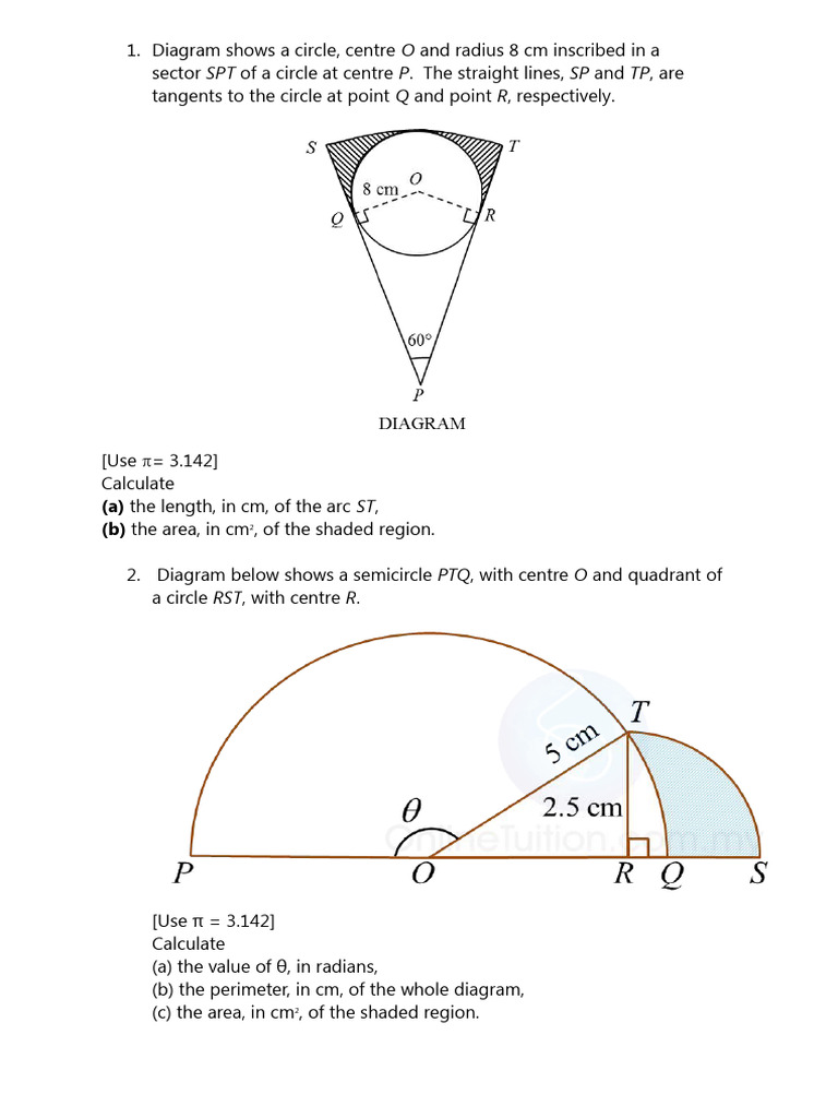 Circle Sector Calculations and Areas | PDF | Teaching Methods ...