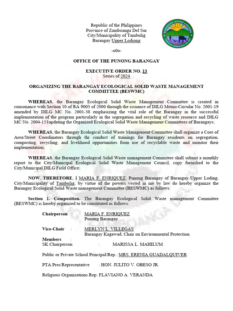 BESWMC | PDF | Waste Management | Municipal Solid Waste