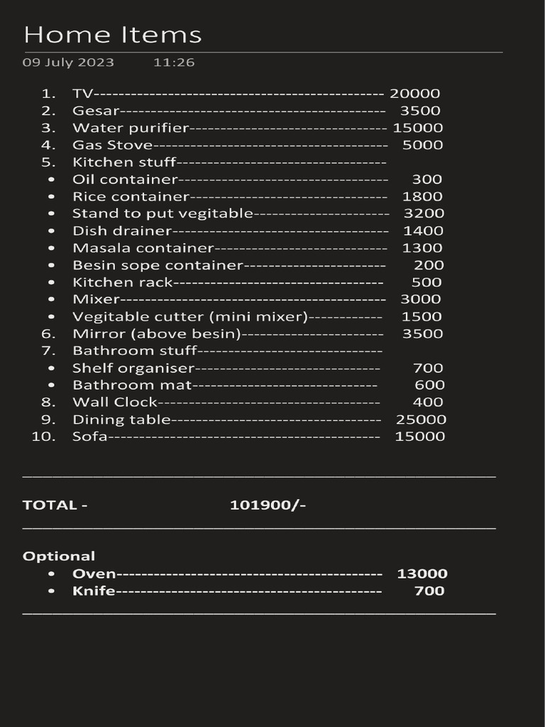 Home Items | PDF