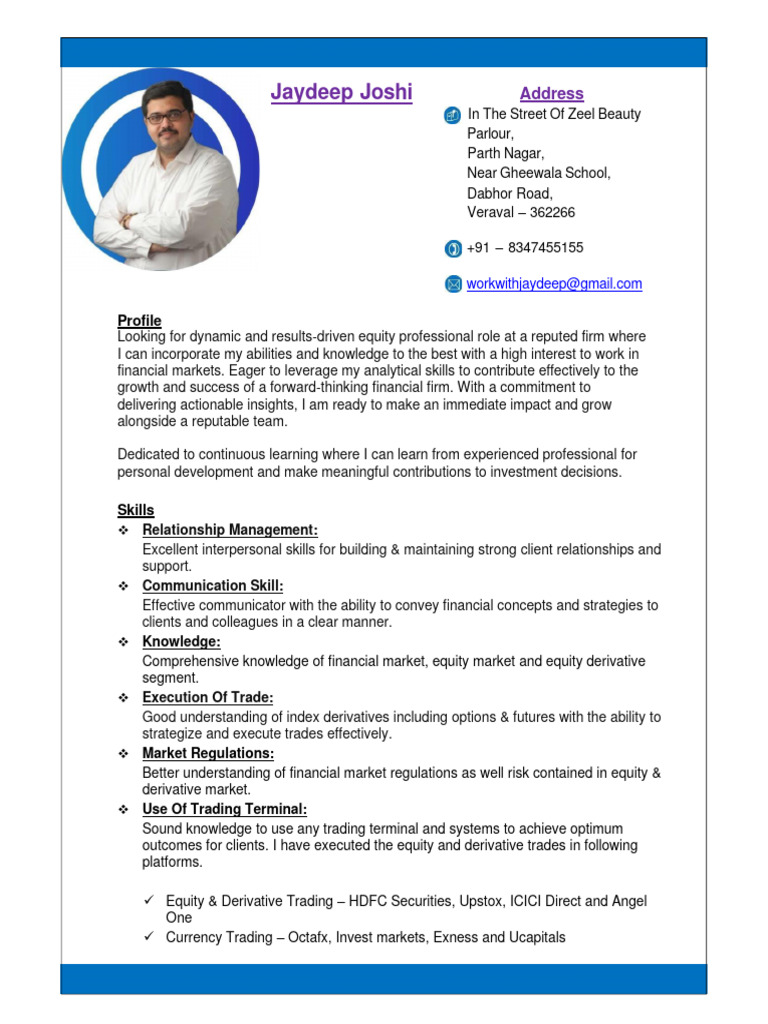 Jaydeep NCEP Resume | PDF | Regulatory Compliance | Investing