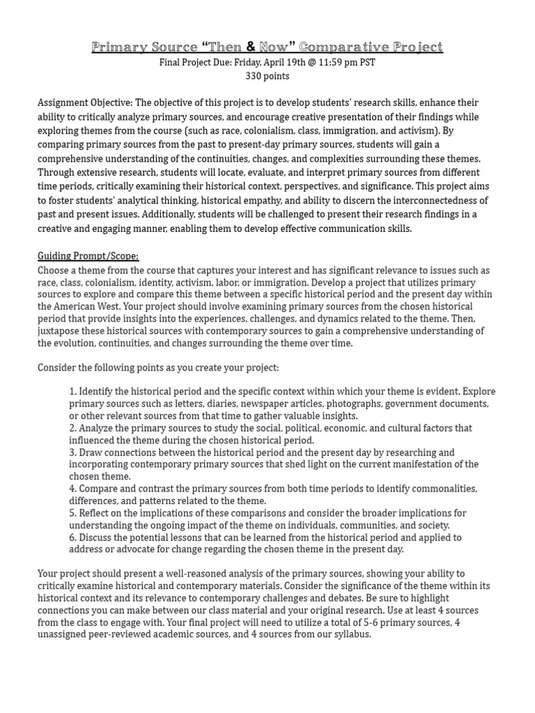 Primary Source Comparative Project | PDF | Peer Review | Primary Sources