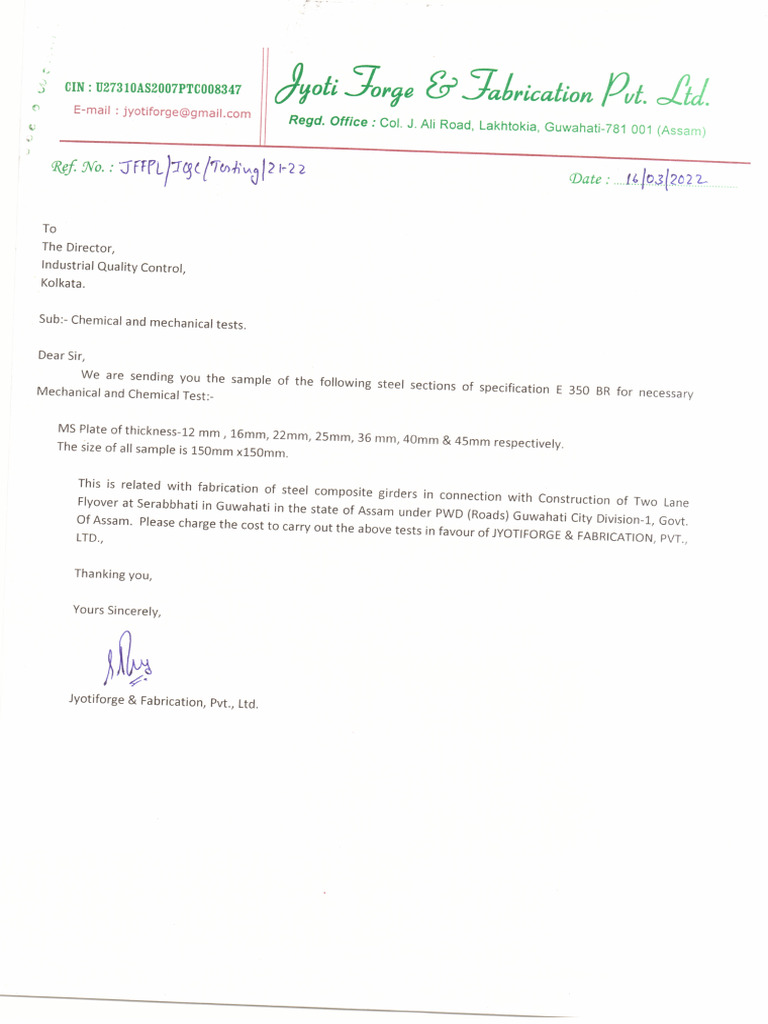 Testing Letter | PDF