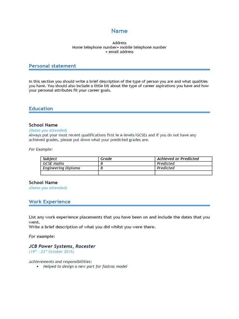 Comprehensive CV Template Guide | PDF