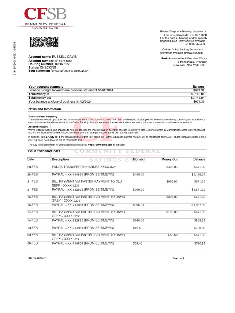 My Bank Statement | PDF | Transaction Account | Overdraft