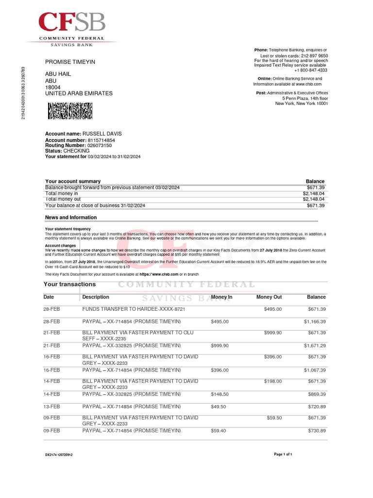 My Bank Statement | PDF | Transaction Account | Overdraft