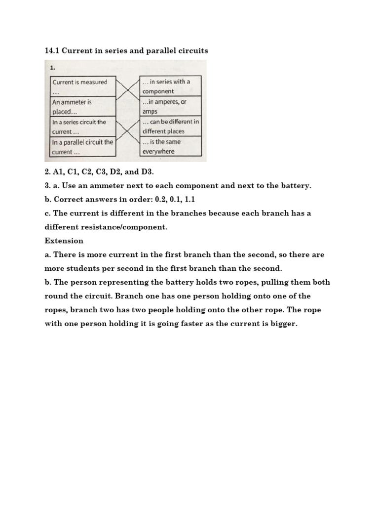 14.1 Current in Series and Parallel Circuits WB | PDF