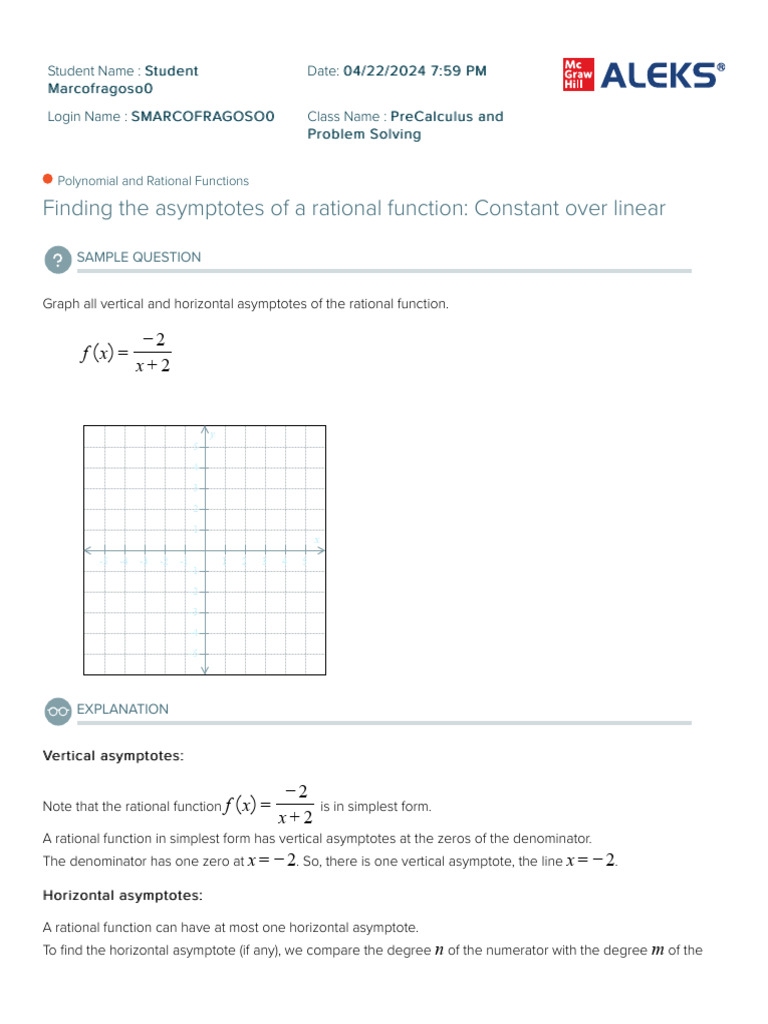Asymptotes in Rational Functions | PDF | Asymptote | Theoretical ...