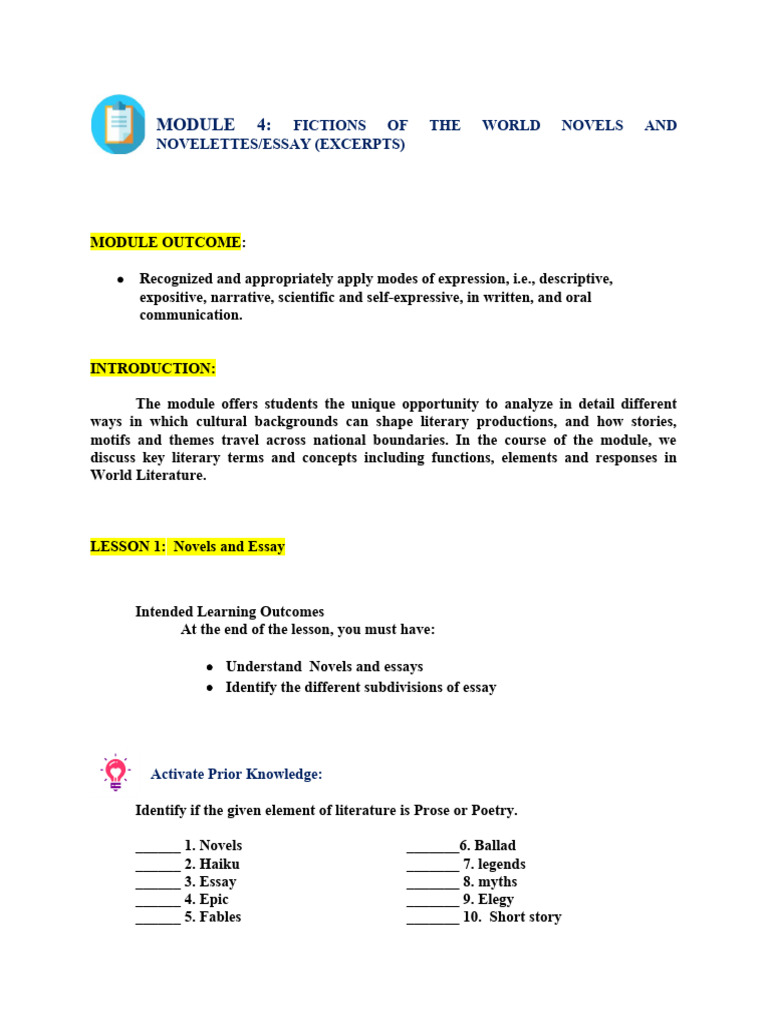 Module 4 | Download Free PDF | Essays | Narrative
