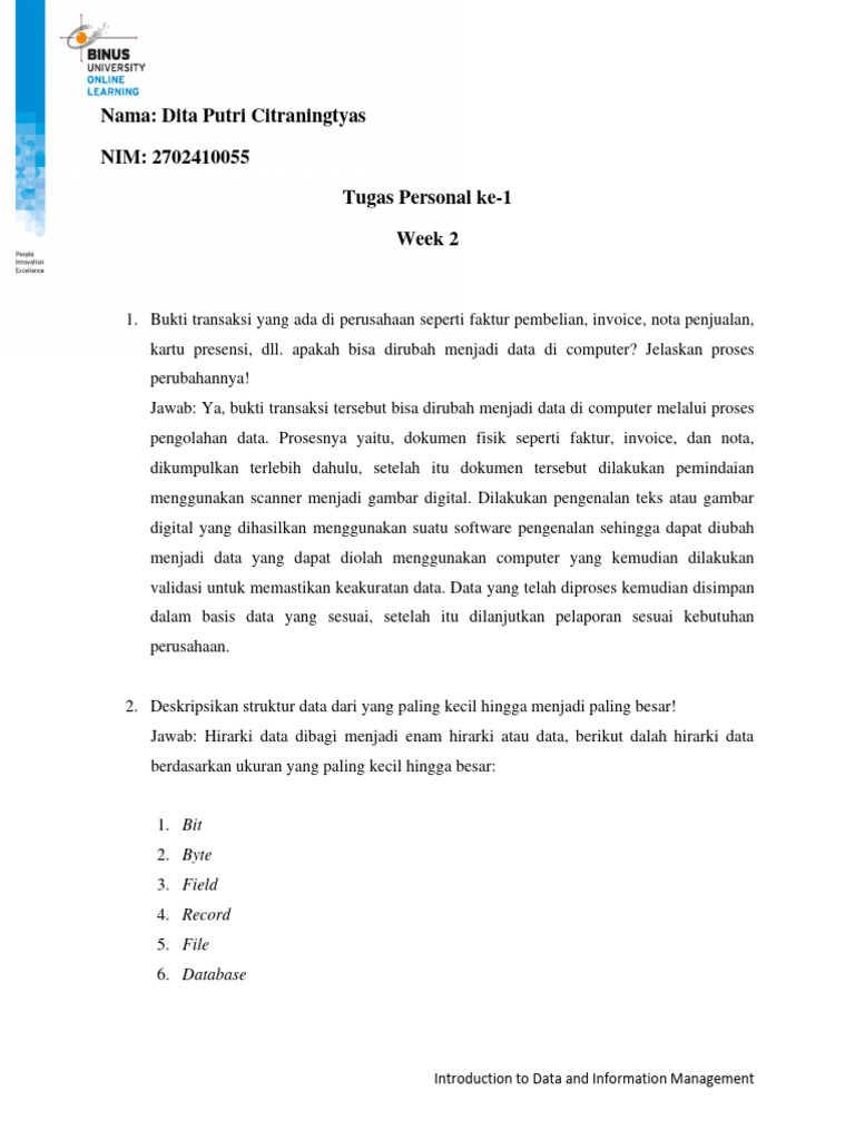 Dita Putri Citraningtyas - 20221103102742 - Tugas Personal 1 | PDF | Komputer