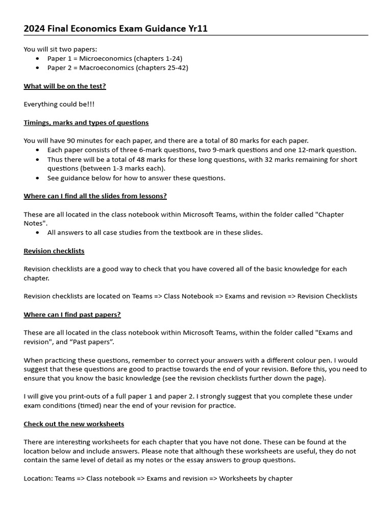 Final Exam 2024 Guidance Yr11 | PDF | Demand | Question