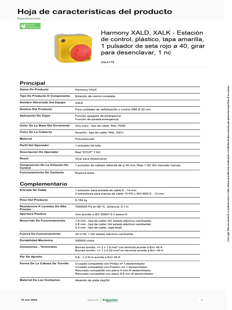 Estación de Control Harmony XALK178 | PDF | Tornillo