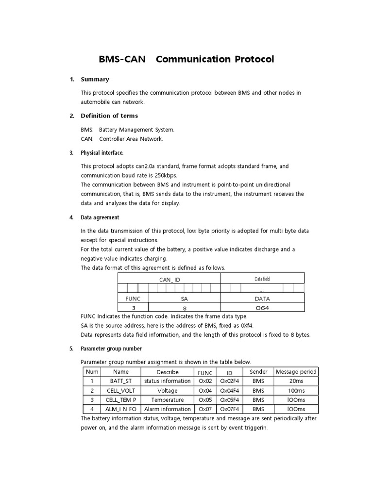 BMS-CAN Communication Protocol Overview | PDF | Computer Science ...