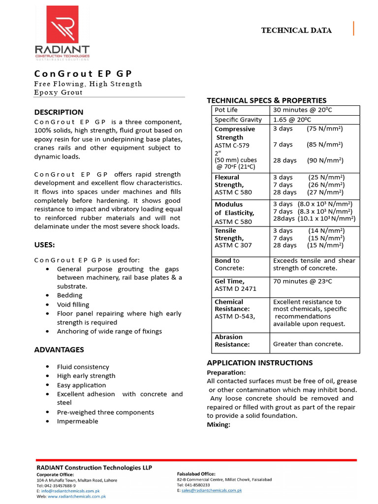 RCT-ConGrout EP GP | Download Free PDF | Concrete | Strength Of Materials