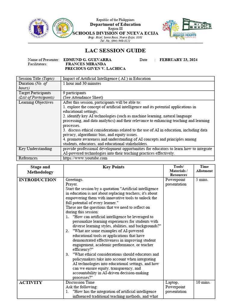 Lac Session Guide Maryannpangilinan. | PDF | Artificial Intelligence | Intelligence (AI) & Semantics