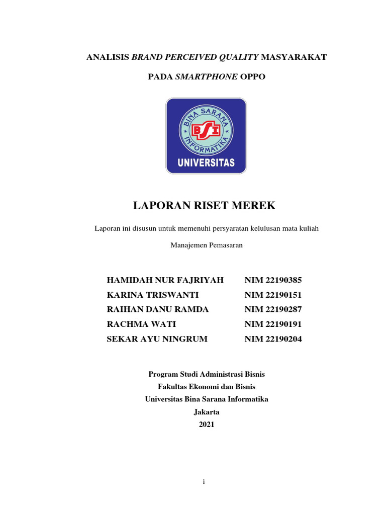 Laporan Riset Merek - Brand Perceived Quality - 2022 (Contoh) | PDF ...