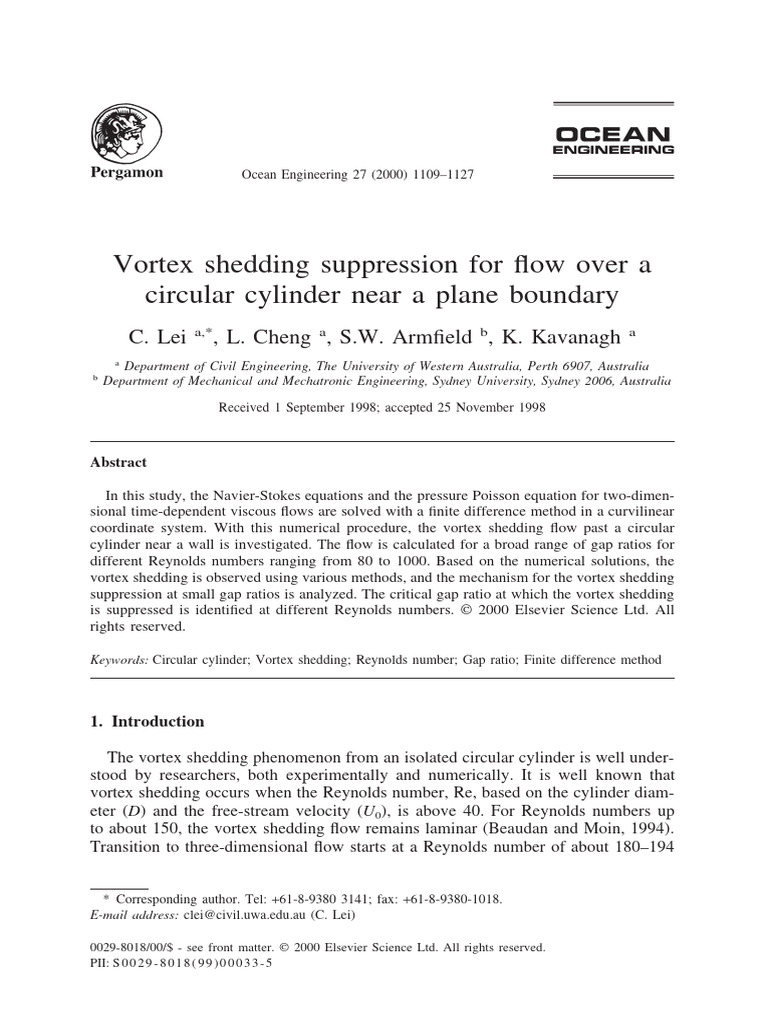 Vortex Shedding in Cylinder Flows | PDF | Vortices | Boundary Layer