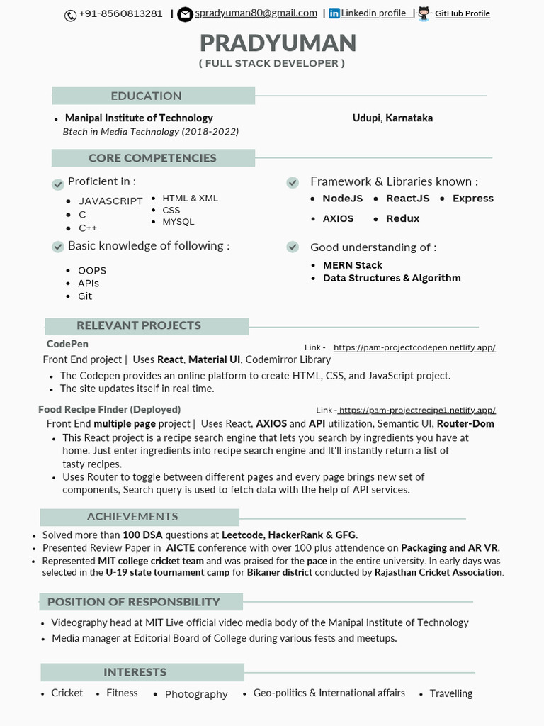 Pradyuman Resume (Fullstack) | PDF | Computer Programming | Cyberspace