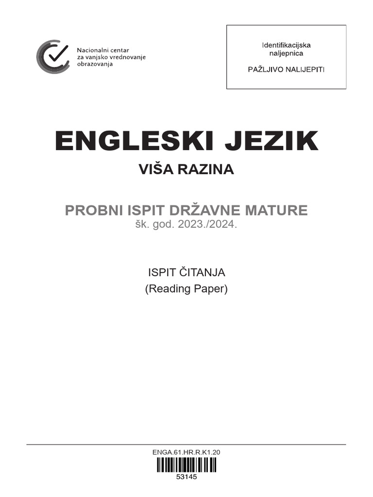 Engleski Jezik: Probni Ispit Državne Mature | Download Free PDF | Ice ...