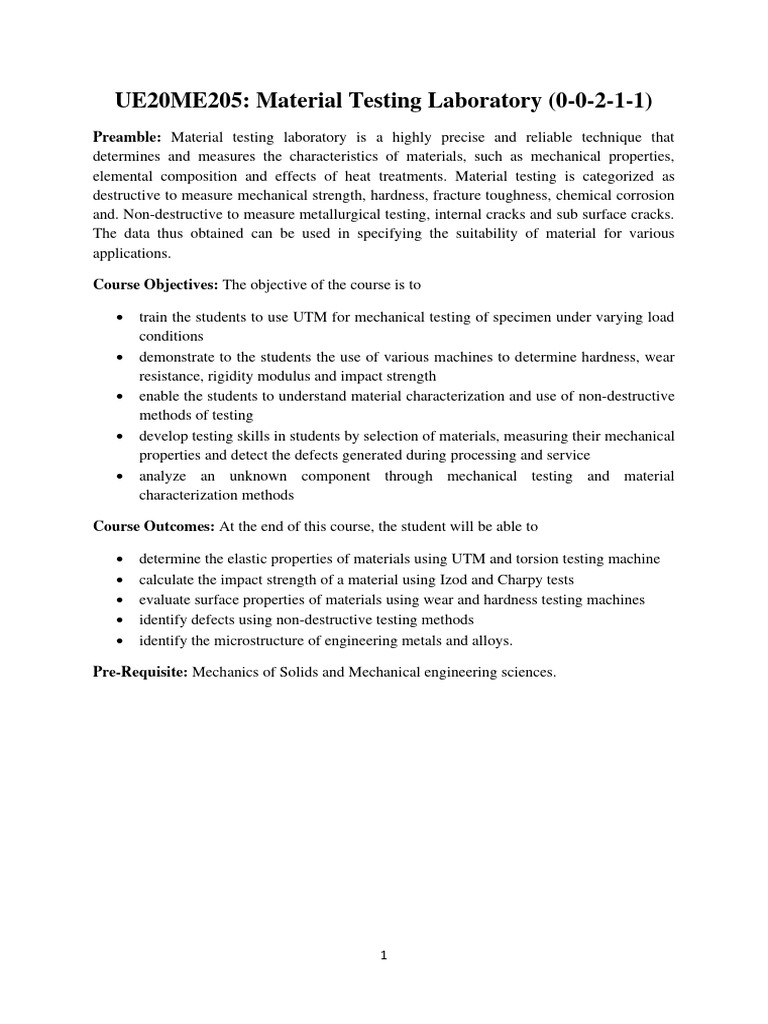 Mt Lab Manual Pdf Deformation Engineering Strength Of Materials
